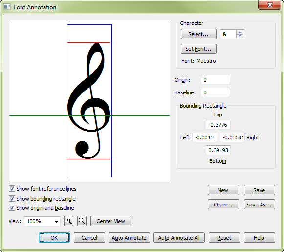 Font Annotation dialog box