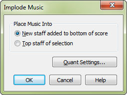 Implode Music dialog box