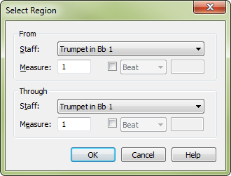 Select Region dialog box