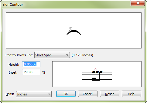 Slur Contour dialog box