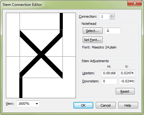 Stem Connection Editor dialog box