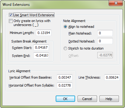 Word Extensions dialog box