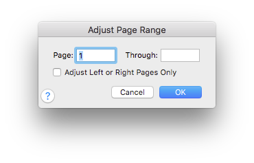 Adjust Page Range dialog box