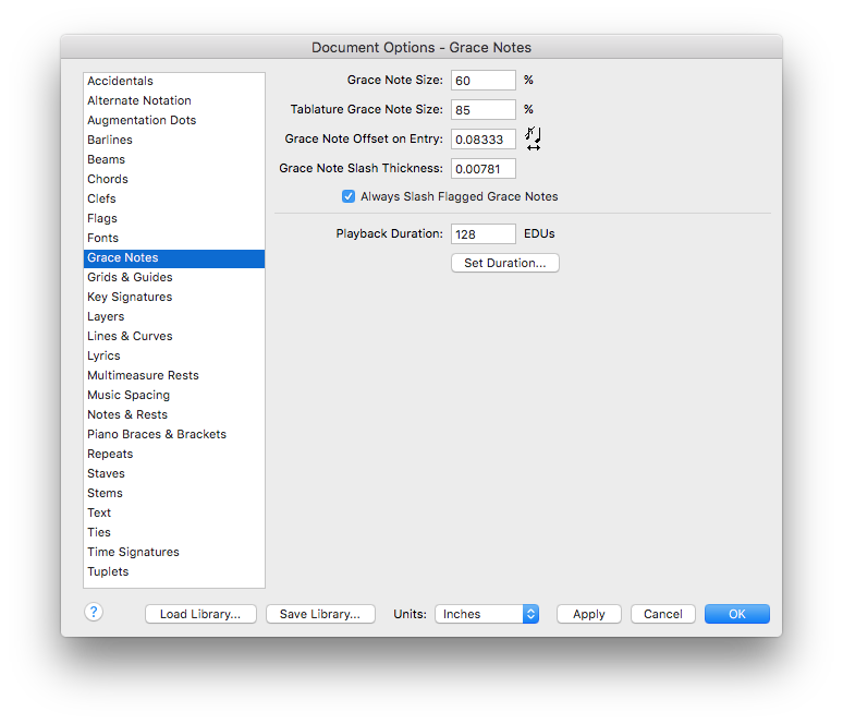 Document Options dialog box