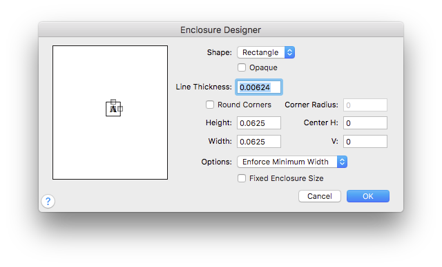 Enclosure Designer dialog box