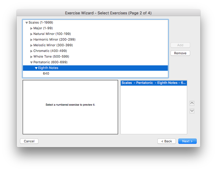 Exercise Wizard dialog box