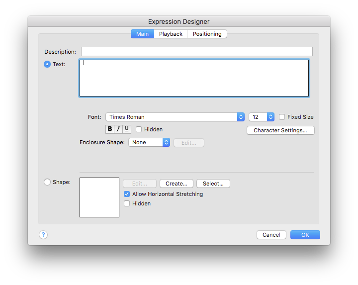 Expression Designer - Main dialog box