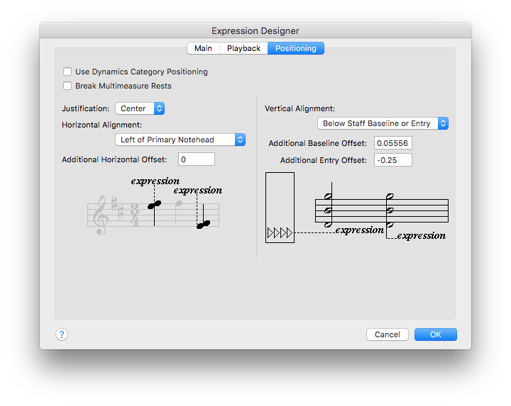 Expression Designer - Positioning dialog box