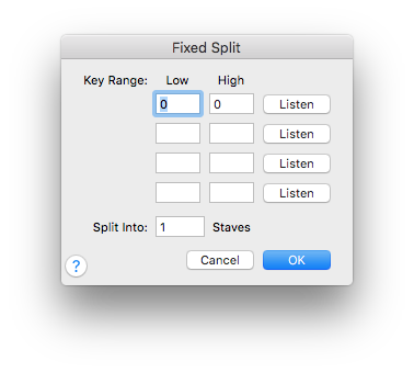 Fixed Split dialog box