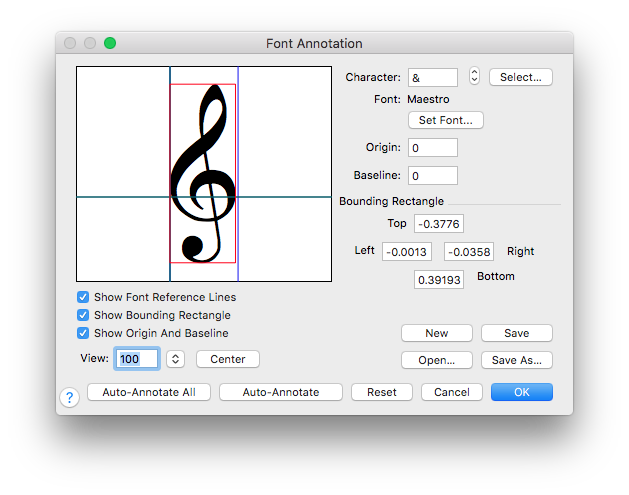 Font Annotation dialog box