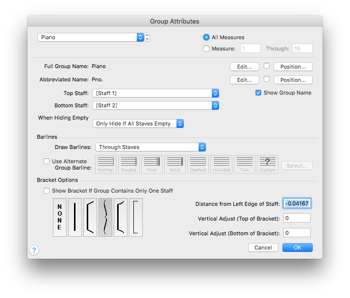 Group Attributes dialog box