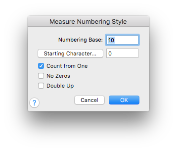 Measure Number Style dialog box