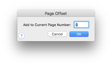 Page Offset dialog box