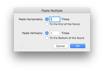 Paste Multiple dialog box