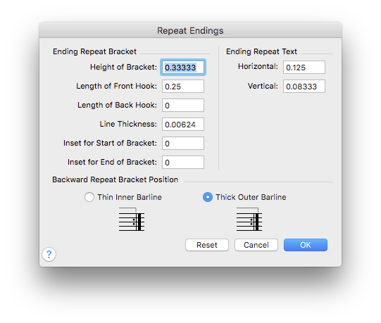 Repeat Endings dialog box