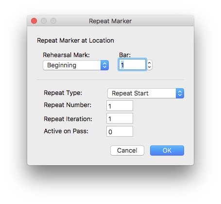Repeat Marker dialog box