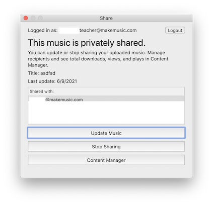 Share dialog box