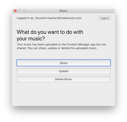 Share dialog box