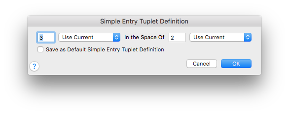 Simple Entry Tuplet Definition dialog box