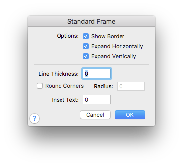 Standard Frame dialog box