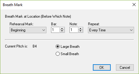 Breath Mark dialog box