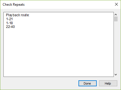 Check Repeats dialog box