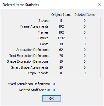 Deleted Items Statistics dialog box