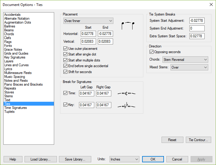Document Options dialog box