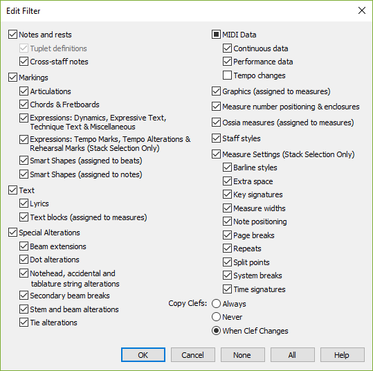 Edit Filter/Clear Selected Items dialog box