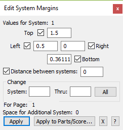 Edit System Margins dialog box