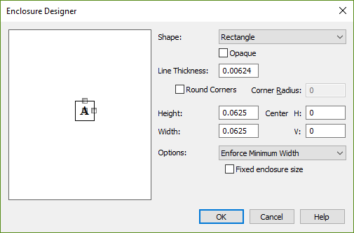 Enclosure Designer dialog box