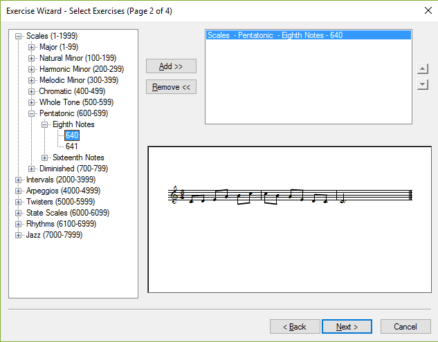 Exercise Wizard dialog box