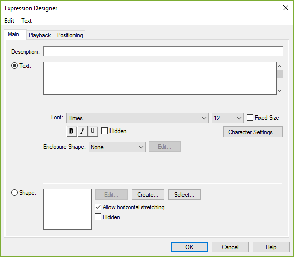 Expression Designer - Main dialog box