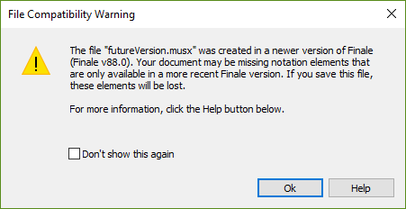 File Compatibility Warning dialog box