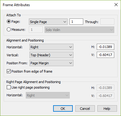 Frame Attributes dialog box