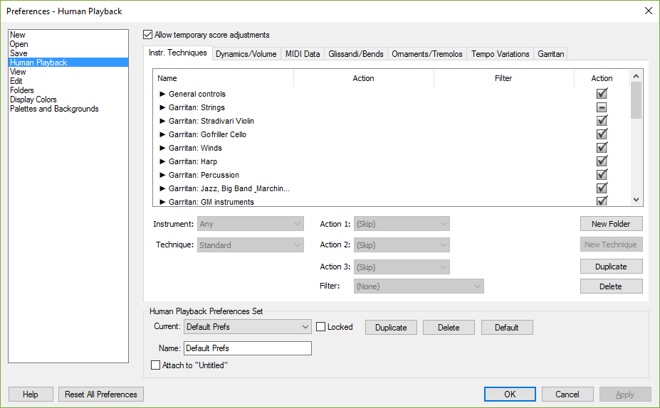 Preferences dialog box