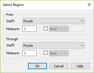 Select Region dialog box