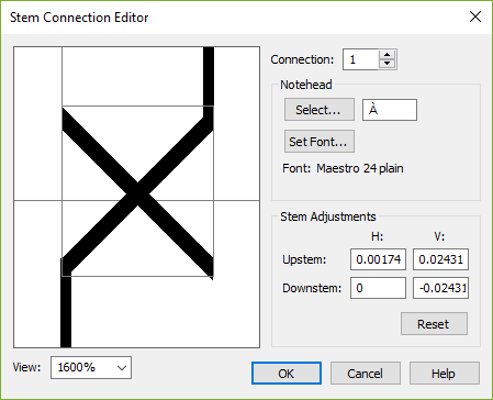 Stem Connection Editor dialog box