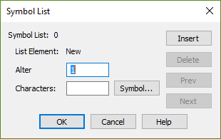 Symbol List dialog box