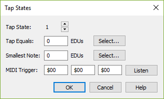 Tap States dialog box