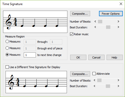 Time Signature dialog box