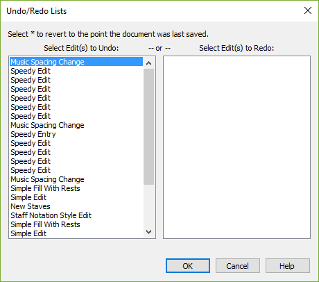 Undo/Redo Lists dialog box
