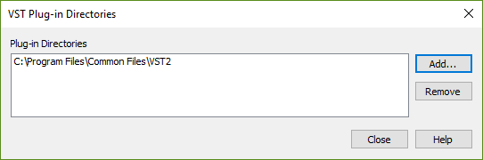 VST Plug-in Directories dialog box
