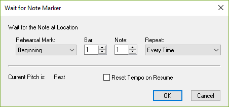 Wait for Note dialog box