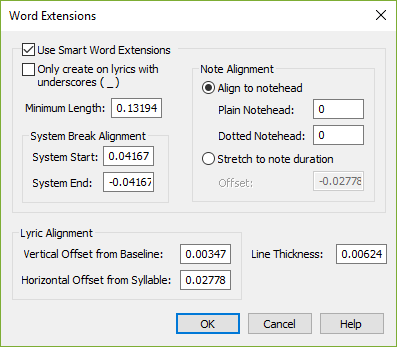 Word Extensions dialog box