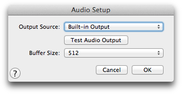 Audio Setup dialog box