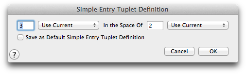 Simple Entry Tuplet Definition dialog box