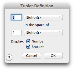 Tuplet Definition dialog box