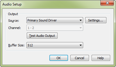 Audio Setup dialog box