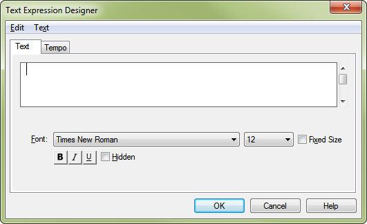 Text Expression Designer dialog box